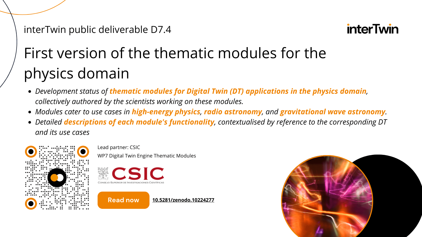 D7.4 First version of the thematic modules for the physics domain - interTwin project